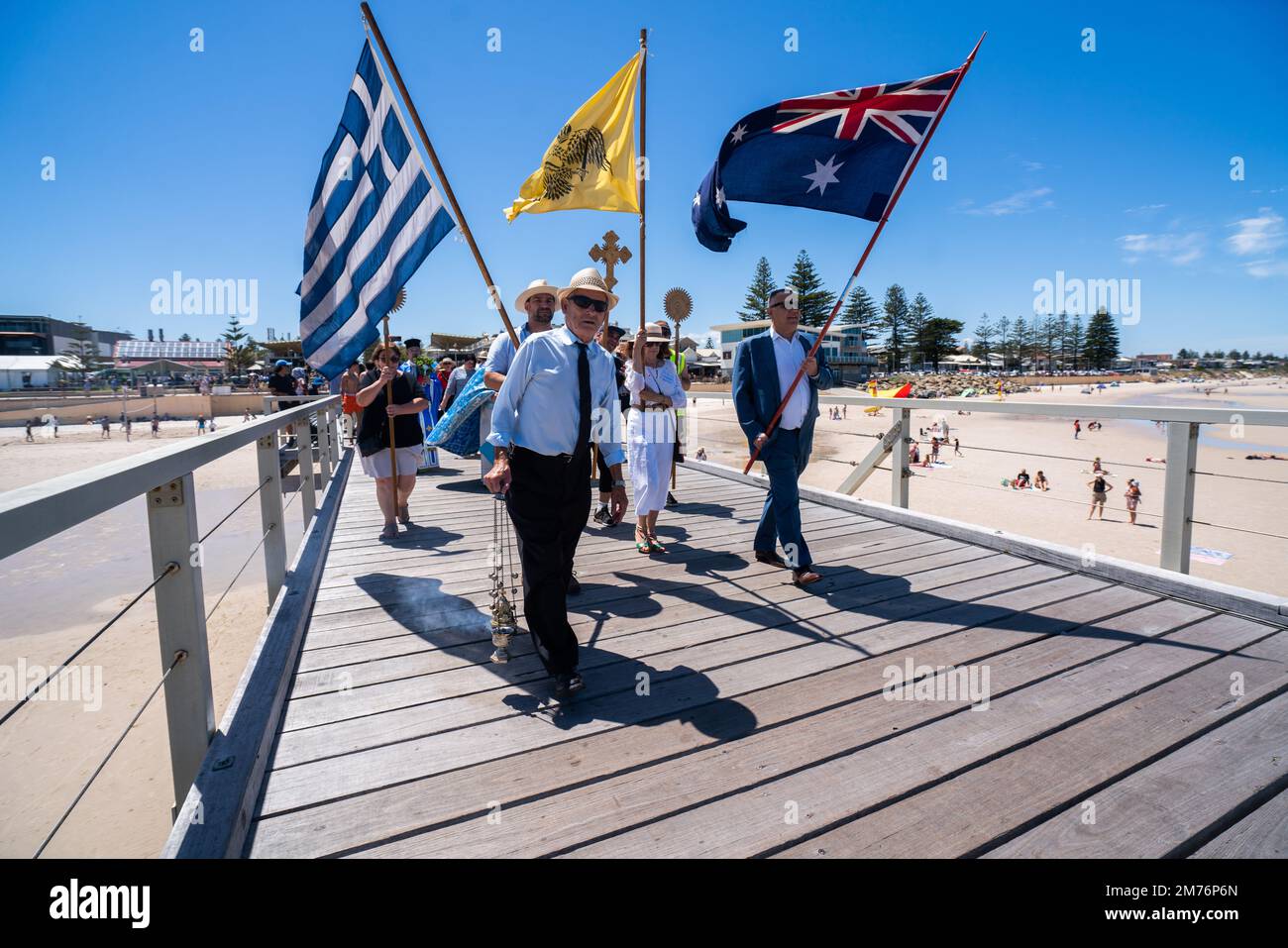 Adelaide, Australia. 8 January 2023 .Greek orthodox community carry the ...