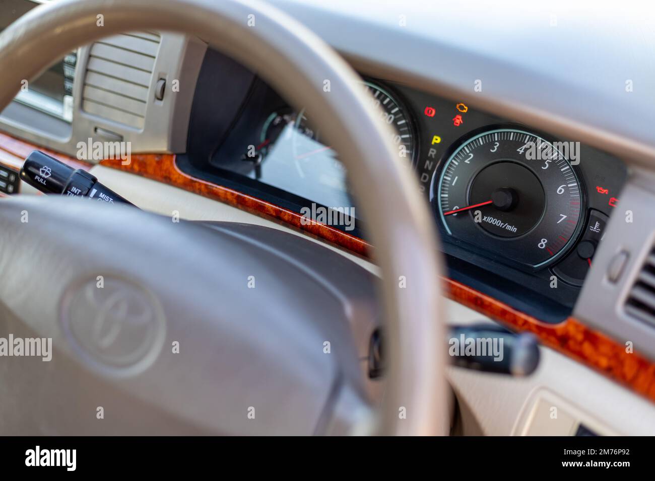 RPM tachometer meter closeup with selective focus Stock Photo - Alamy