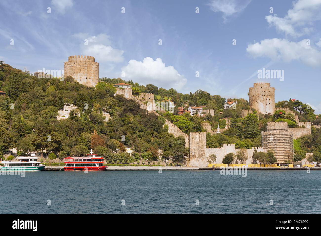 View of ruins of Rumelihisari, Bogazkesen Castle, or Rumelian Castle ...