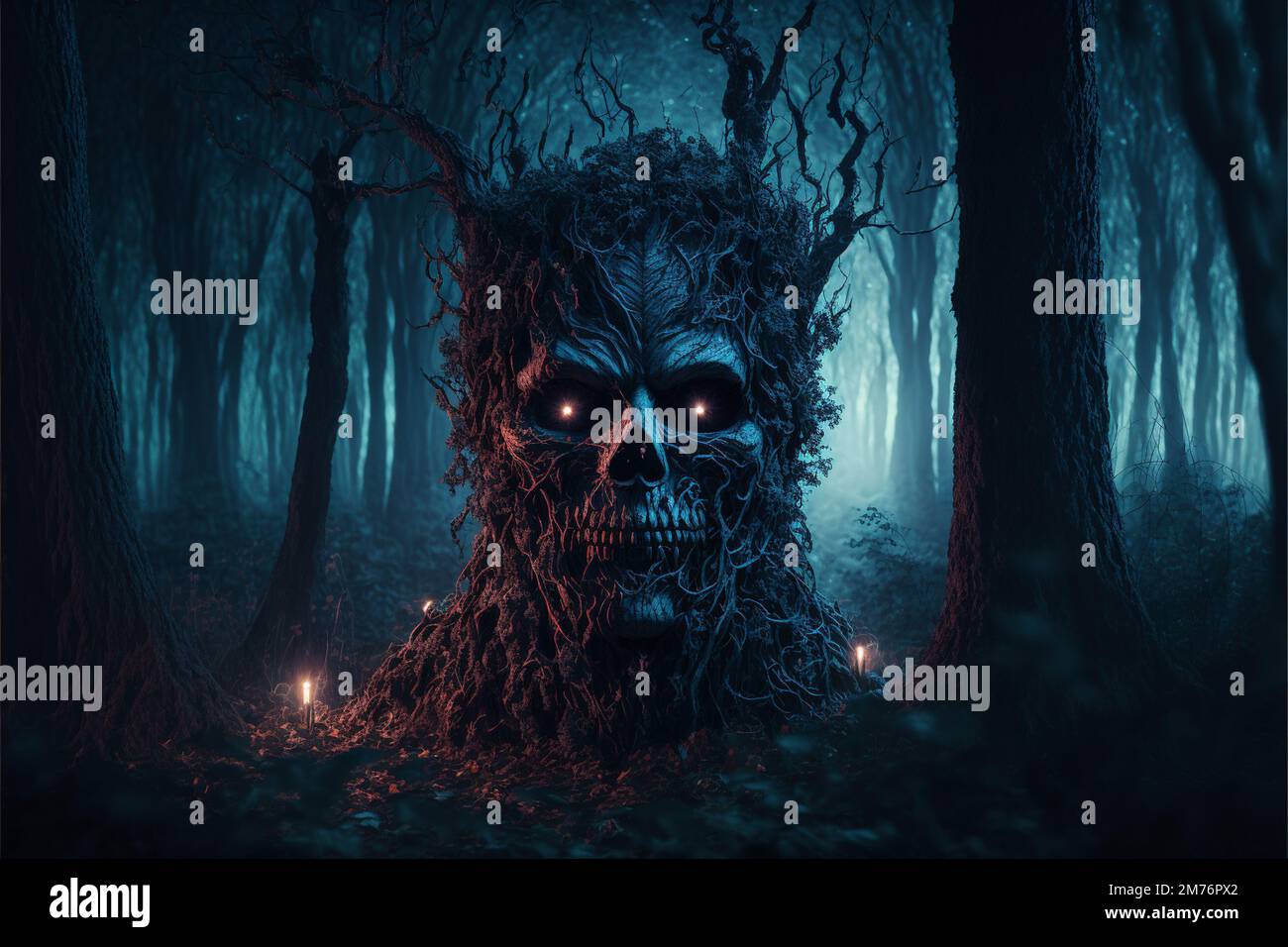 Scary Horror Forest. front view Stock Photo - Alamy