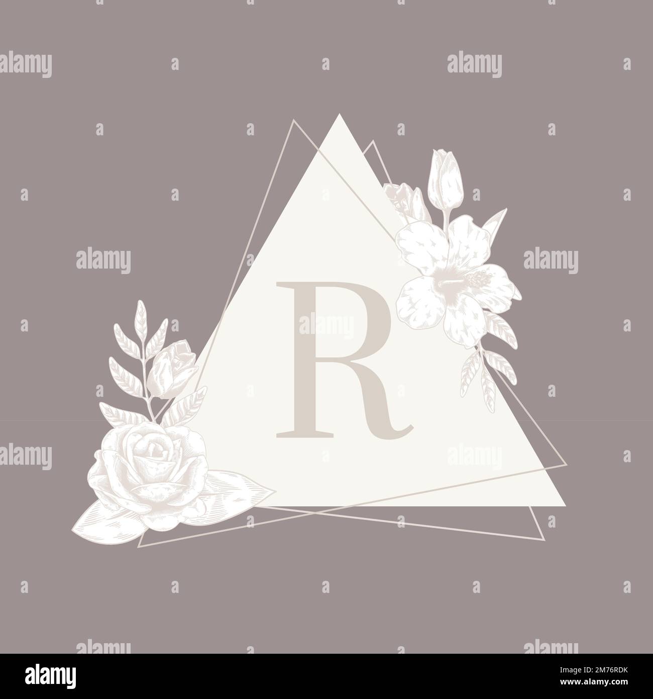 Hand drawn floral triangle badge vector Stock Vector Image & Art - Alamy