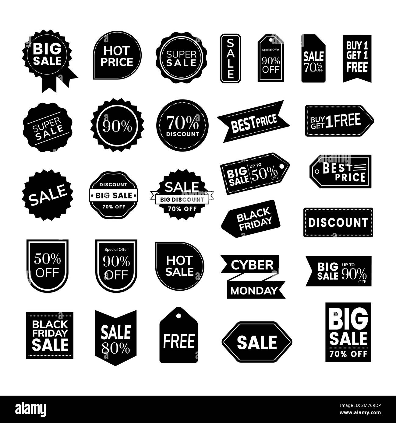 Promotional badge set Black and White Stock Photos & Images - Alamy