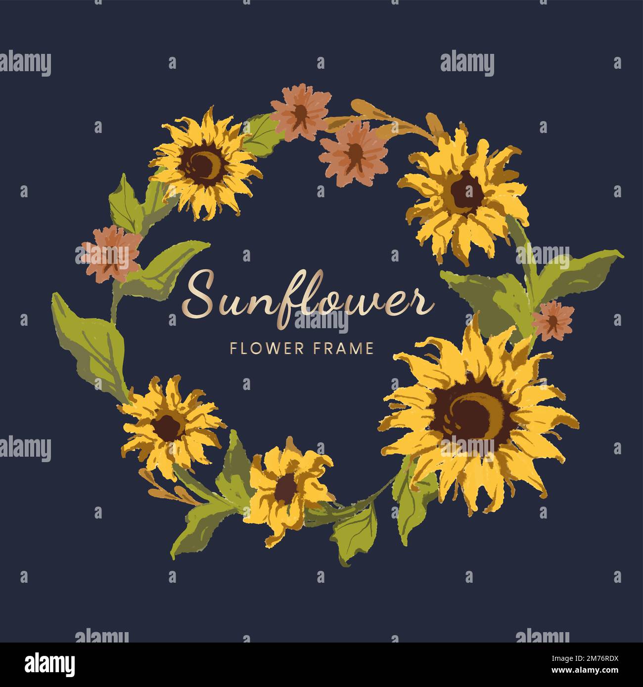 Round sunflower wreath frame vector Stock Vector Image & Art - Alamy