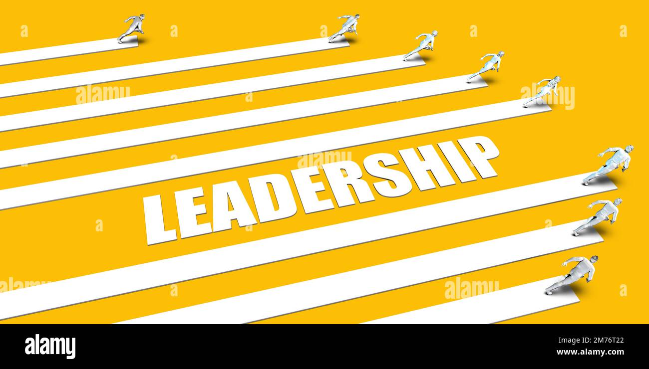 Leadership Concept with Business People Running on Yellow Stock Photo ...