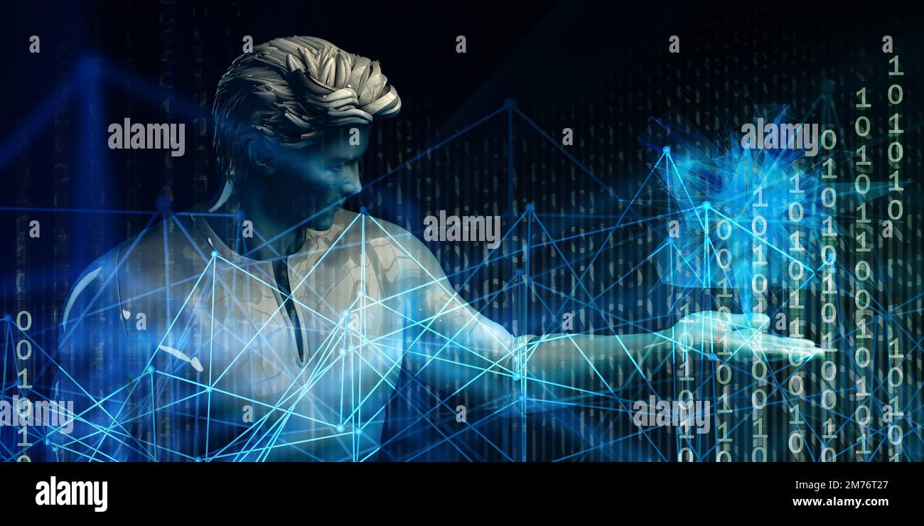 Futuristic Digital Network with Data Communication Art Stock Photo - Alamy