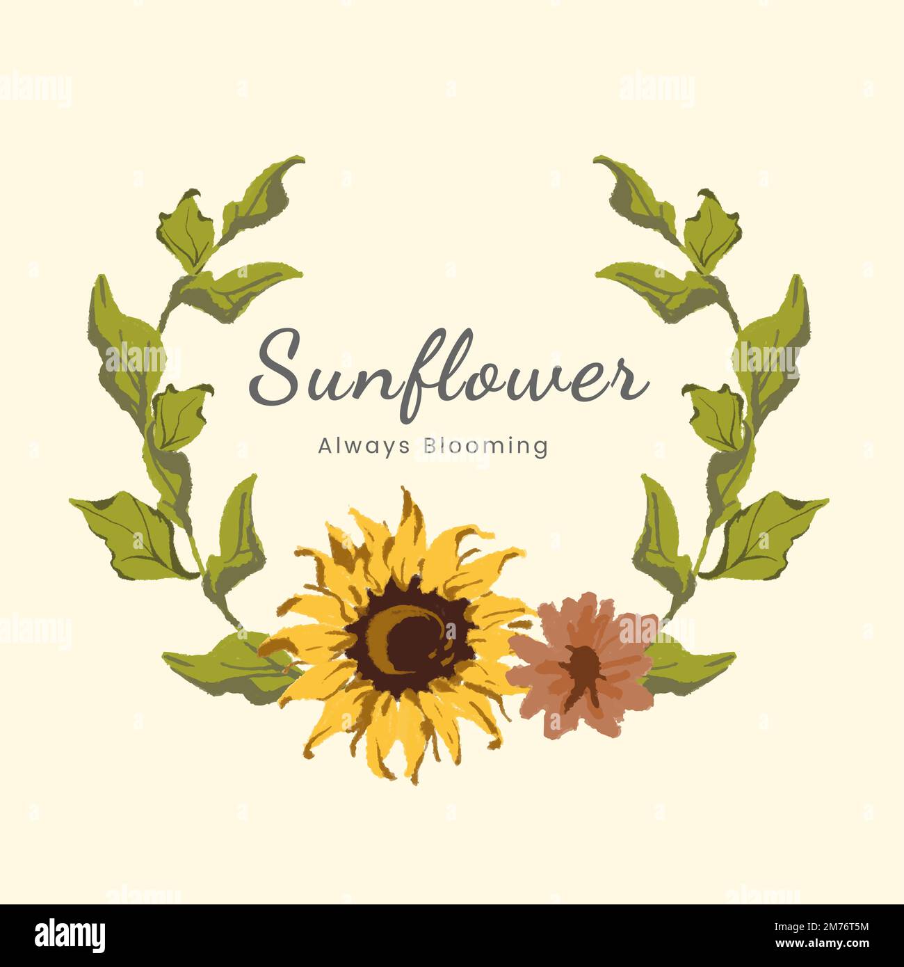 Round sunflower wreath frame vector Stock Vector Image & Art - Alamy