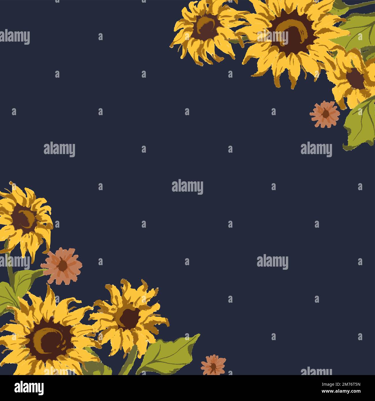 Sunflower pattern with a navy blue background Stock Vector Image & Art ...