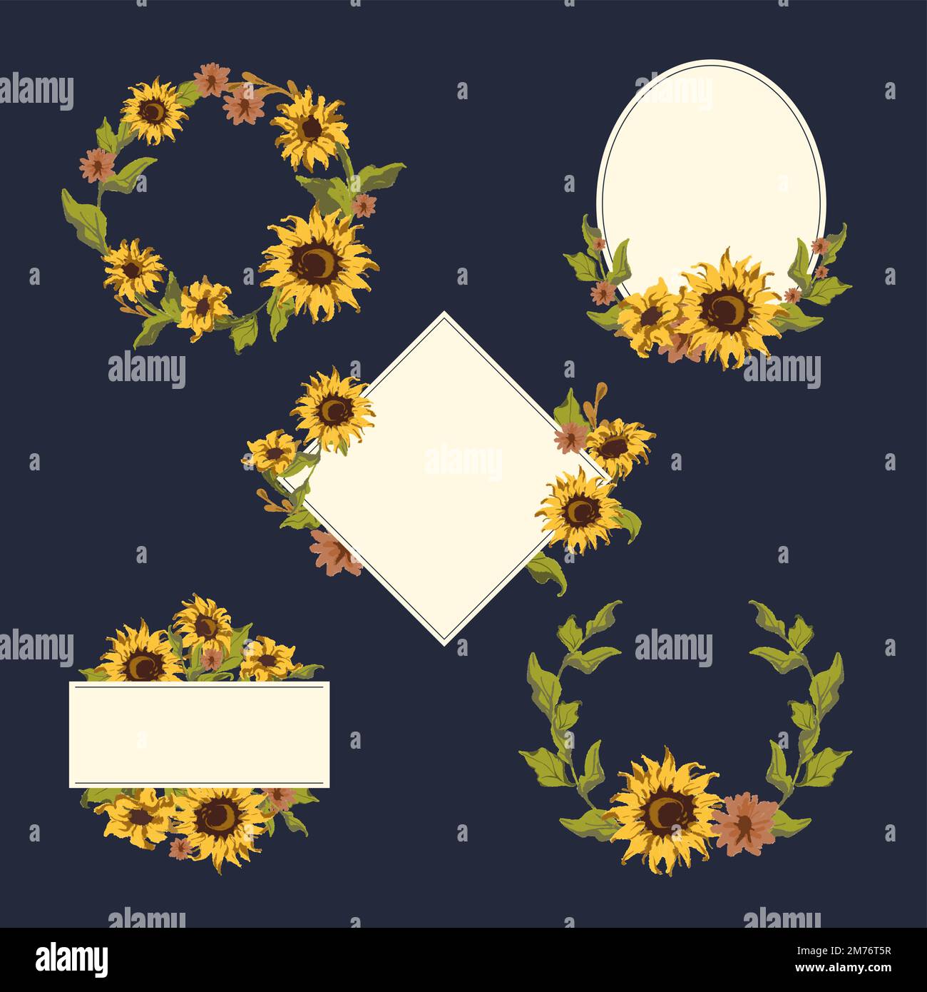 Sunflower frame badge vector set Stock Vector Image & Art - Alamy