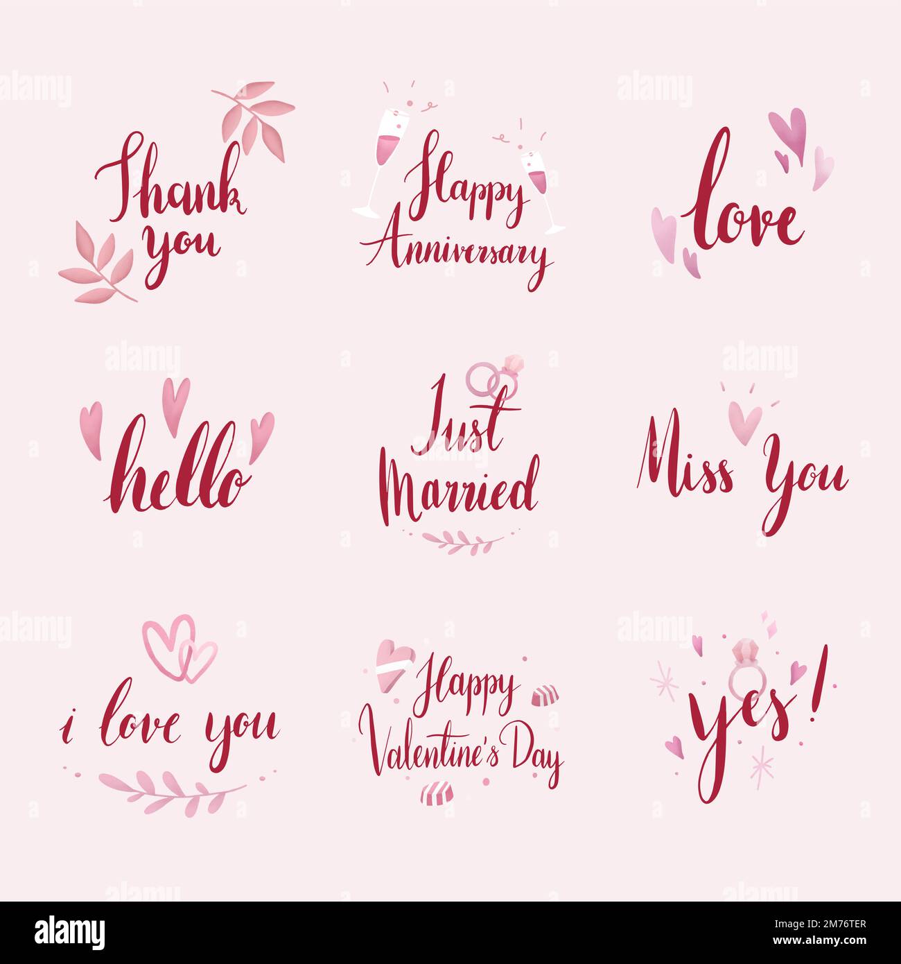 Set of wedding and love typography vectors Stock Vector Image & Art - Alamy