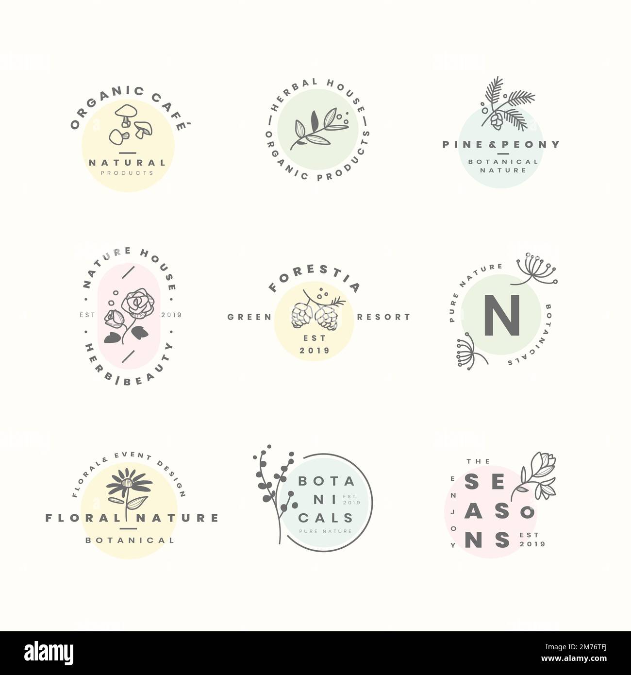 Set of botanical logo design vectors Stock Vector Image & Art - Alamy