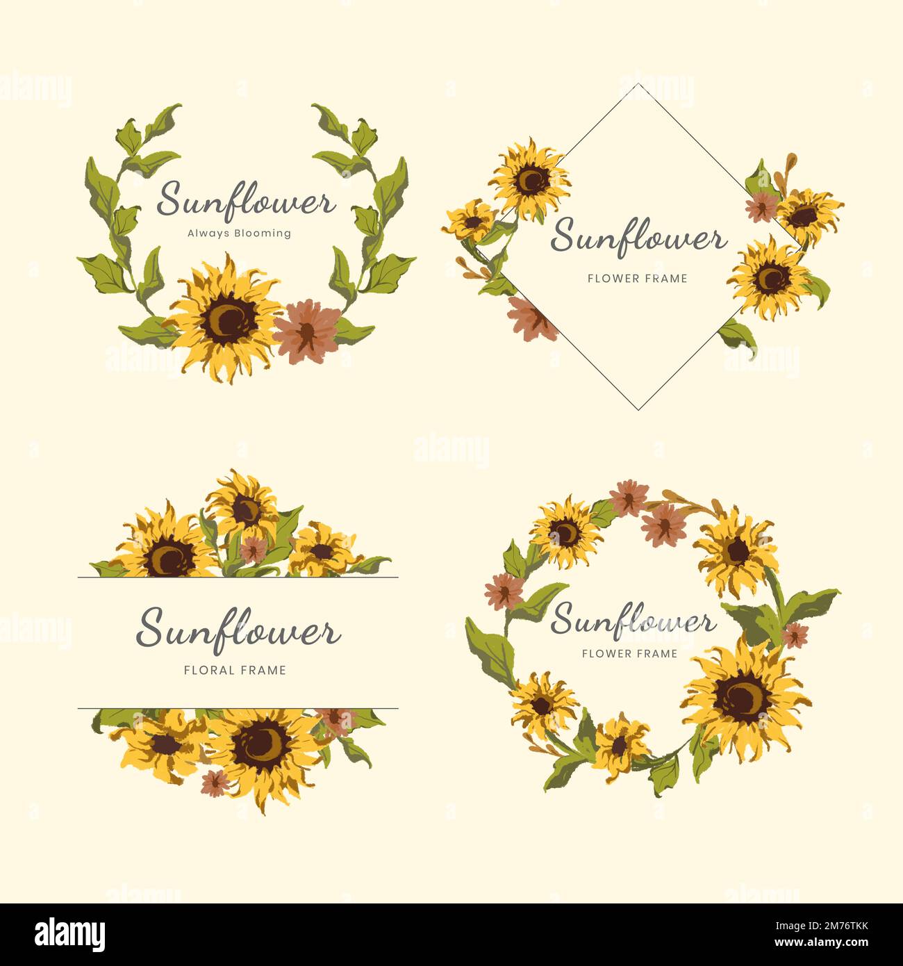 Sunflower frame badges vector set Stock Vector Image & Art - Alamy