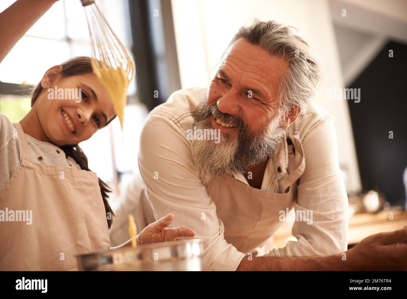 Male kid and grandfather cooking hi-res stock photography and images ...