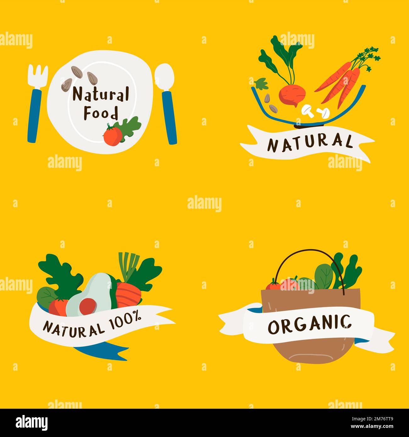 Set of natural and organic food badges vector Stock Vector Image & Art ...