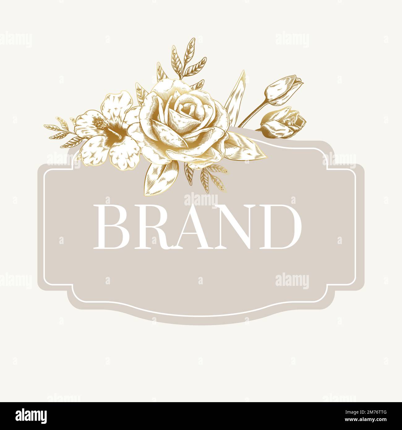 Hand drawn floral badge vector Stock Vector Image & Art - Alamy