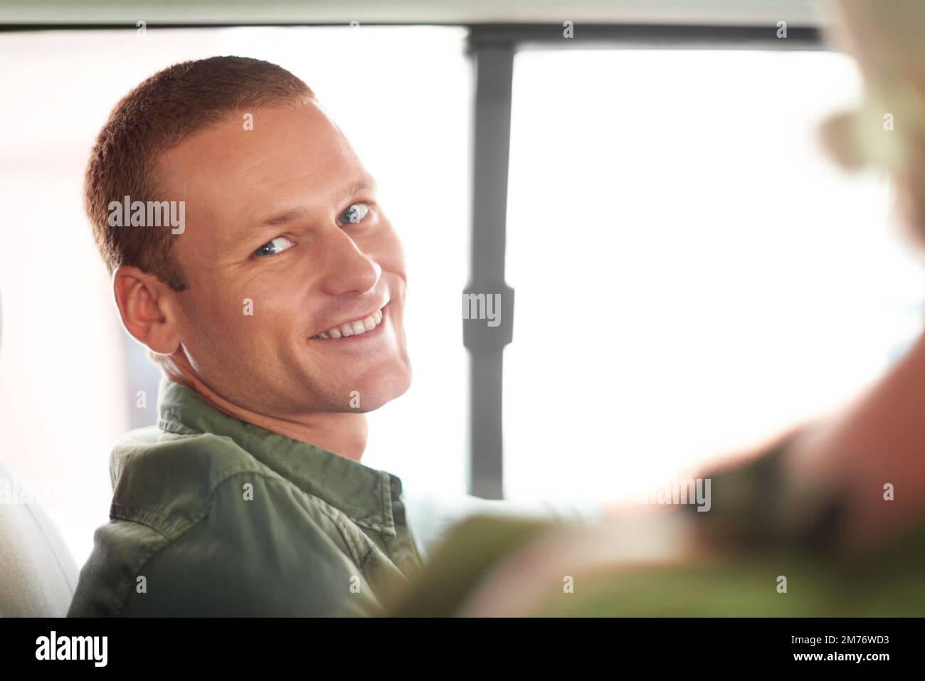 Roadtrips are awesome. A portrait of a happy man riding in a car Stock ...