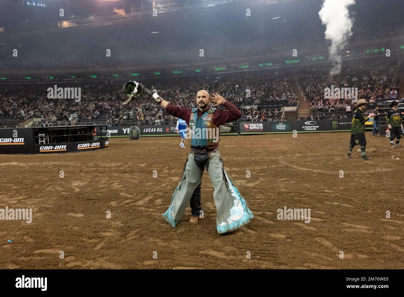 New York, New York, USA. 7th Jan, 2023. Professional bull rider EDNEI ...