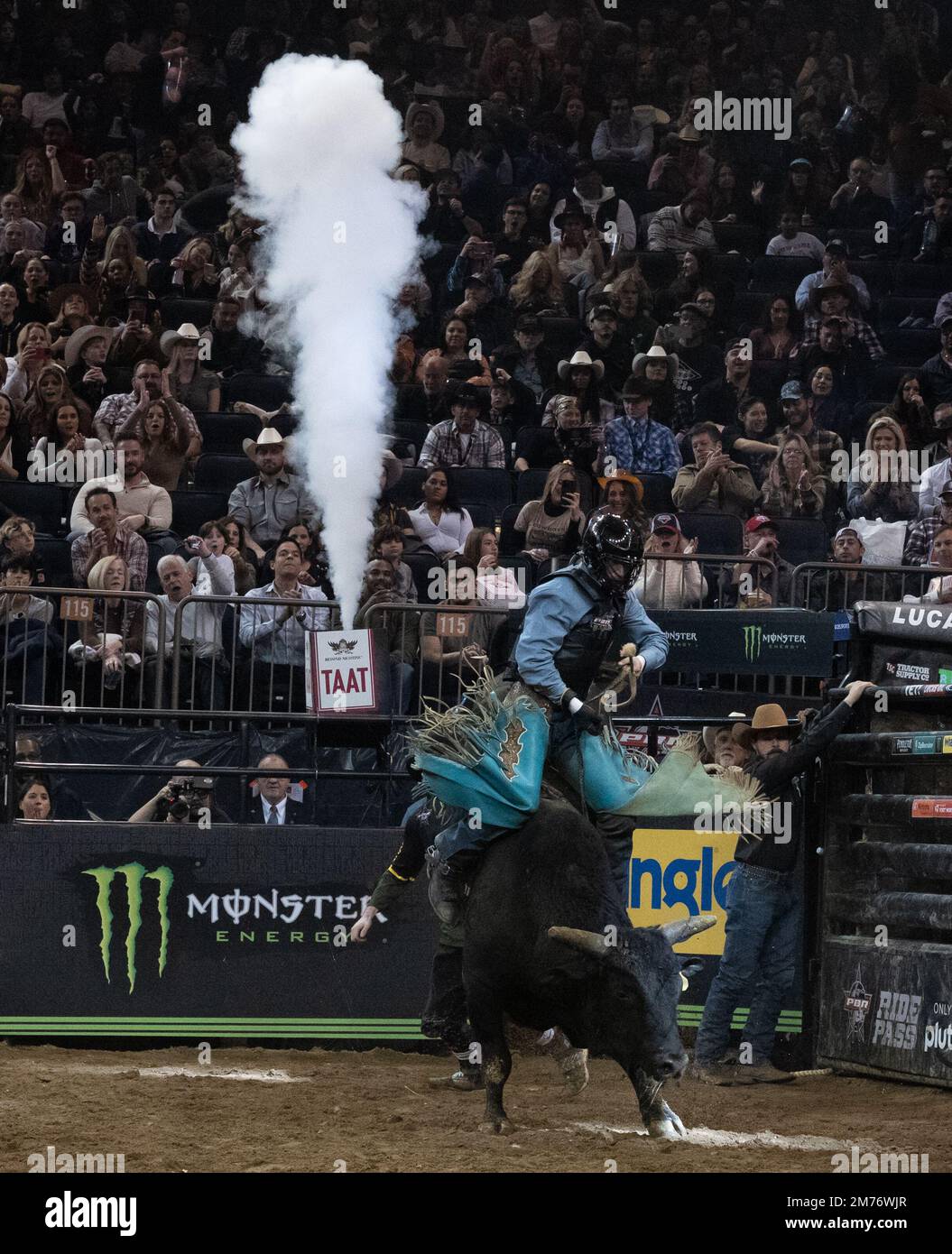 New York, New York, USA. 7th Jan, 2023. Professional bull rider COLE ...
