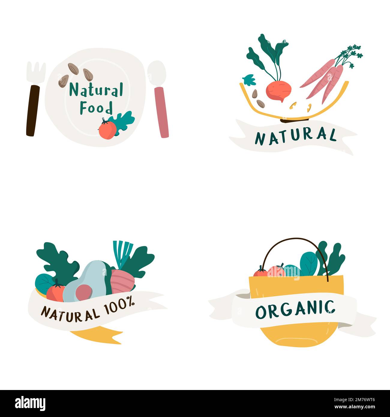 Set of natural and organic food badges vector Stock Vector Image & Art ...