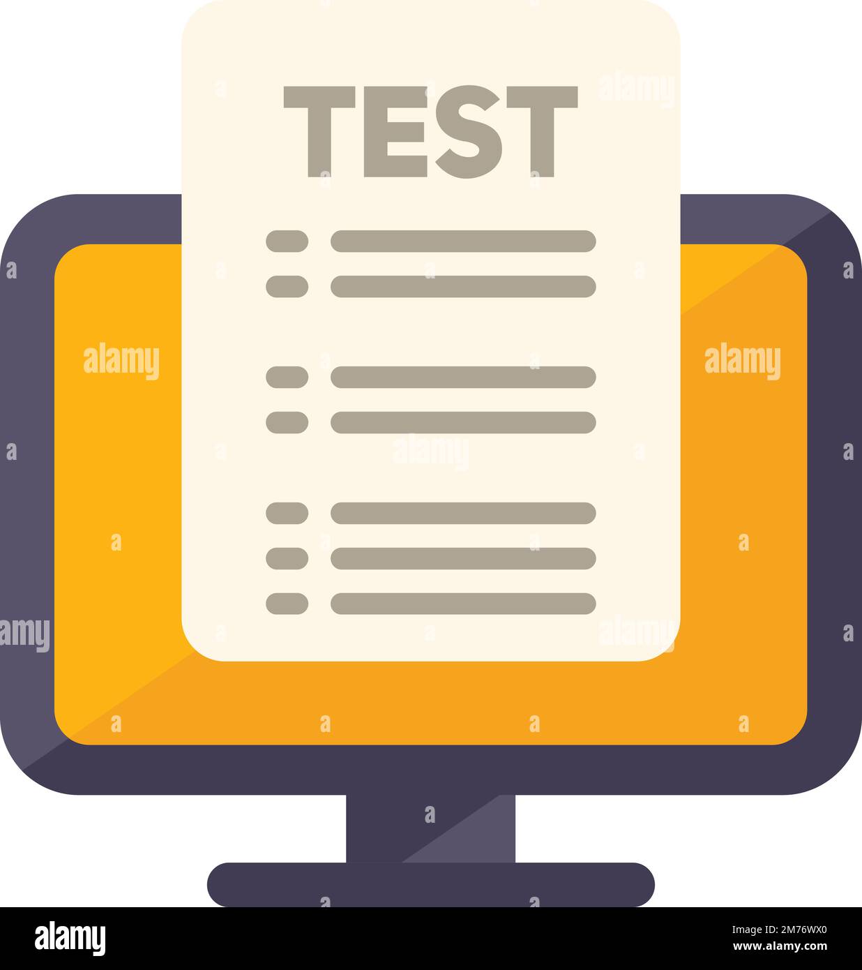 Online pc test icon flat vector. Paper check. Sheet survey isolated ...