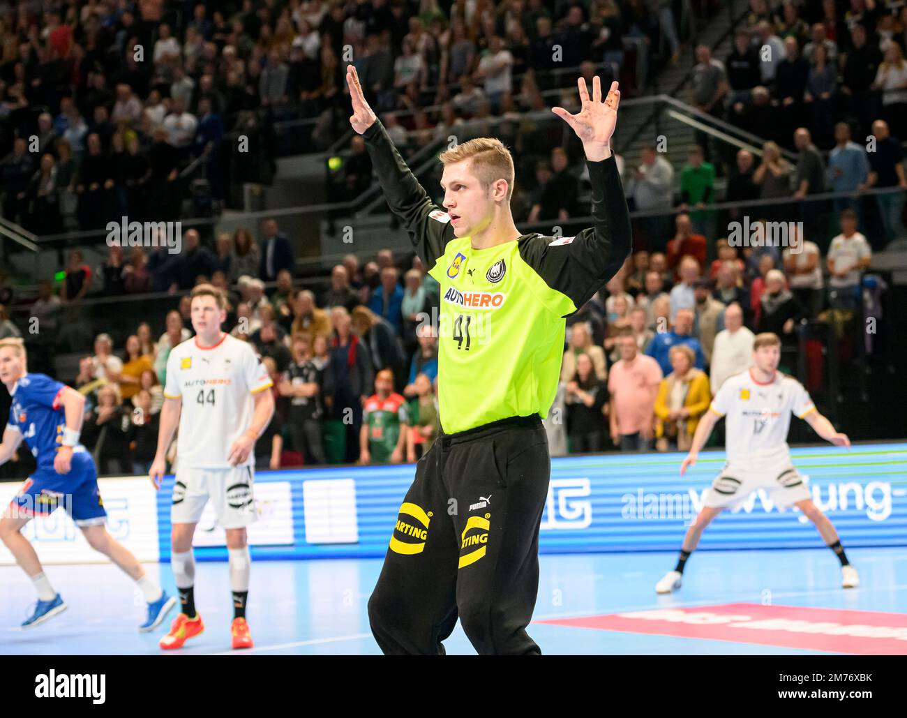 goalwart Joel BIRLEHM (GER) action, handball Laenderspiel der Men ...
