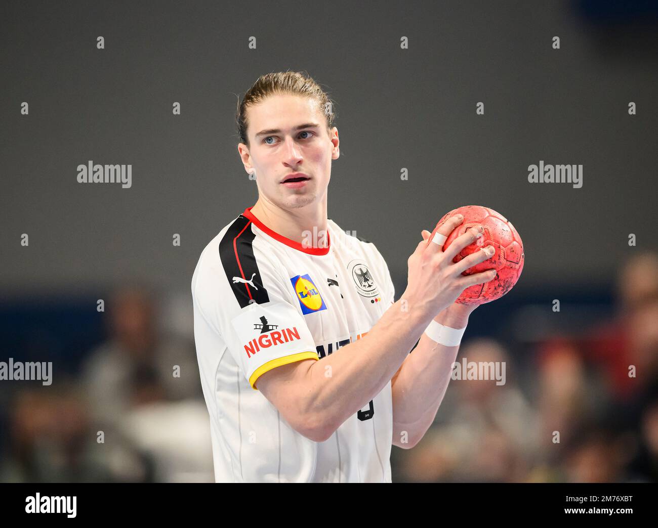 Juri KNORR (GER) action, men's handball country game, friendly match ...