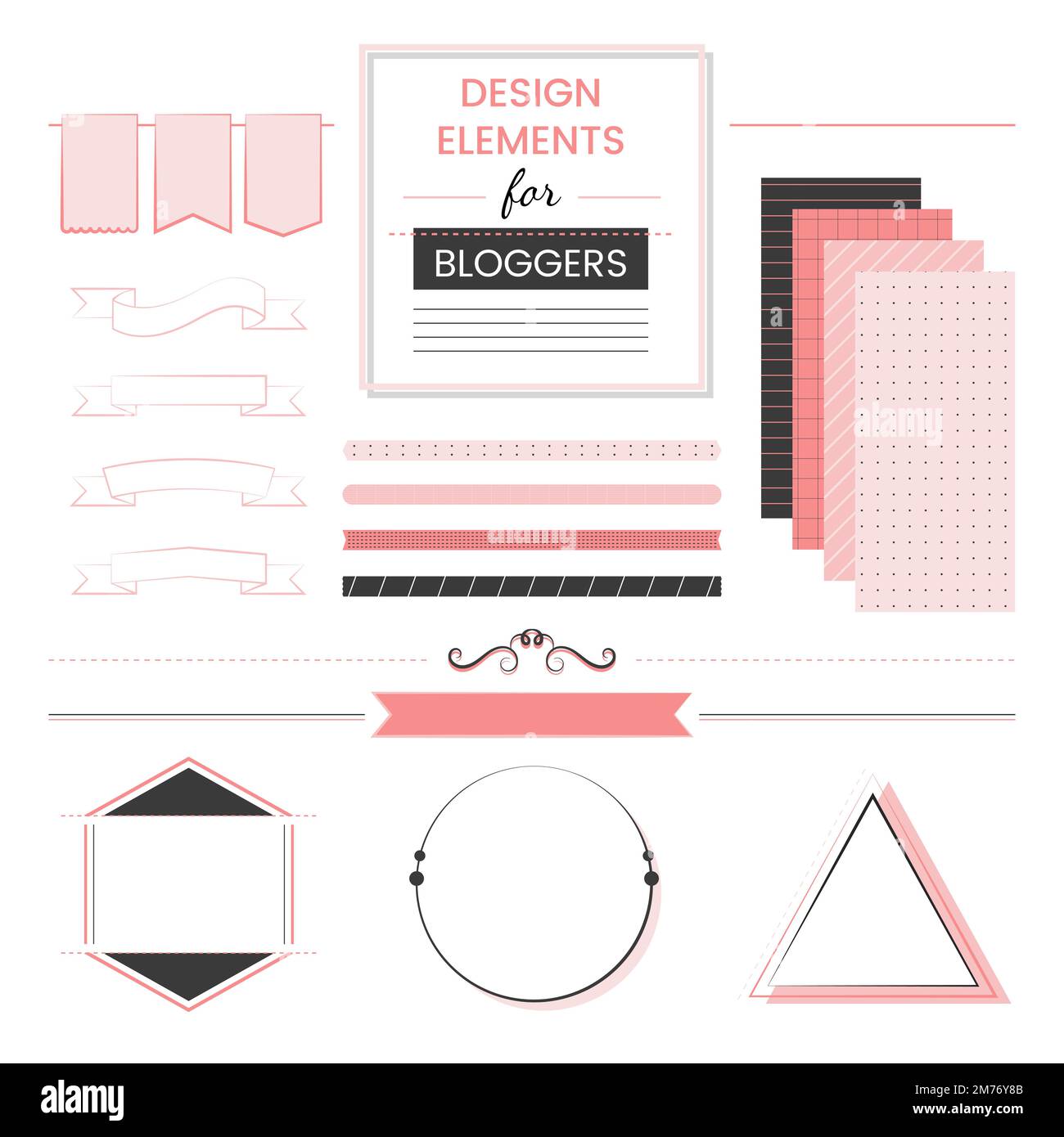Set of design elements for bloggers vector Stock Vector Image & Art - Alamy