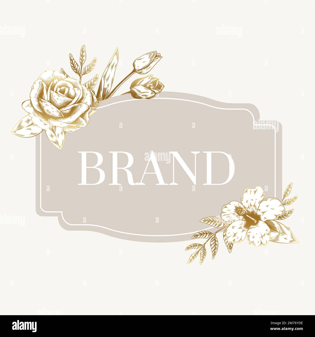 Hand drawn floral badge vector Stock Vector Image & Art - Alamy