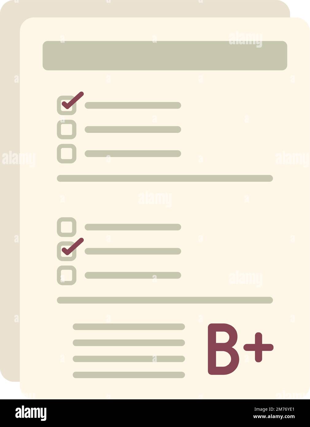 Paper test icon flat vector. Answer exam. Sheet mark isolated Stock ...