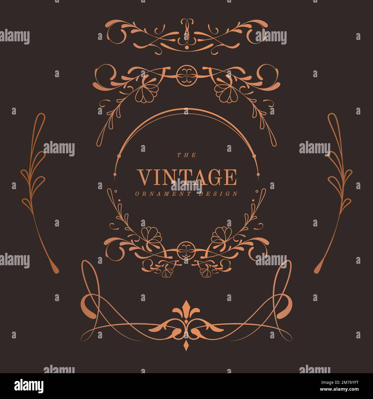 Set of vintage bronze art nouveau badges vector Stock Vector Image ...