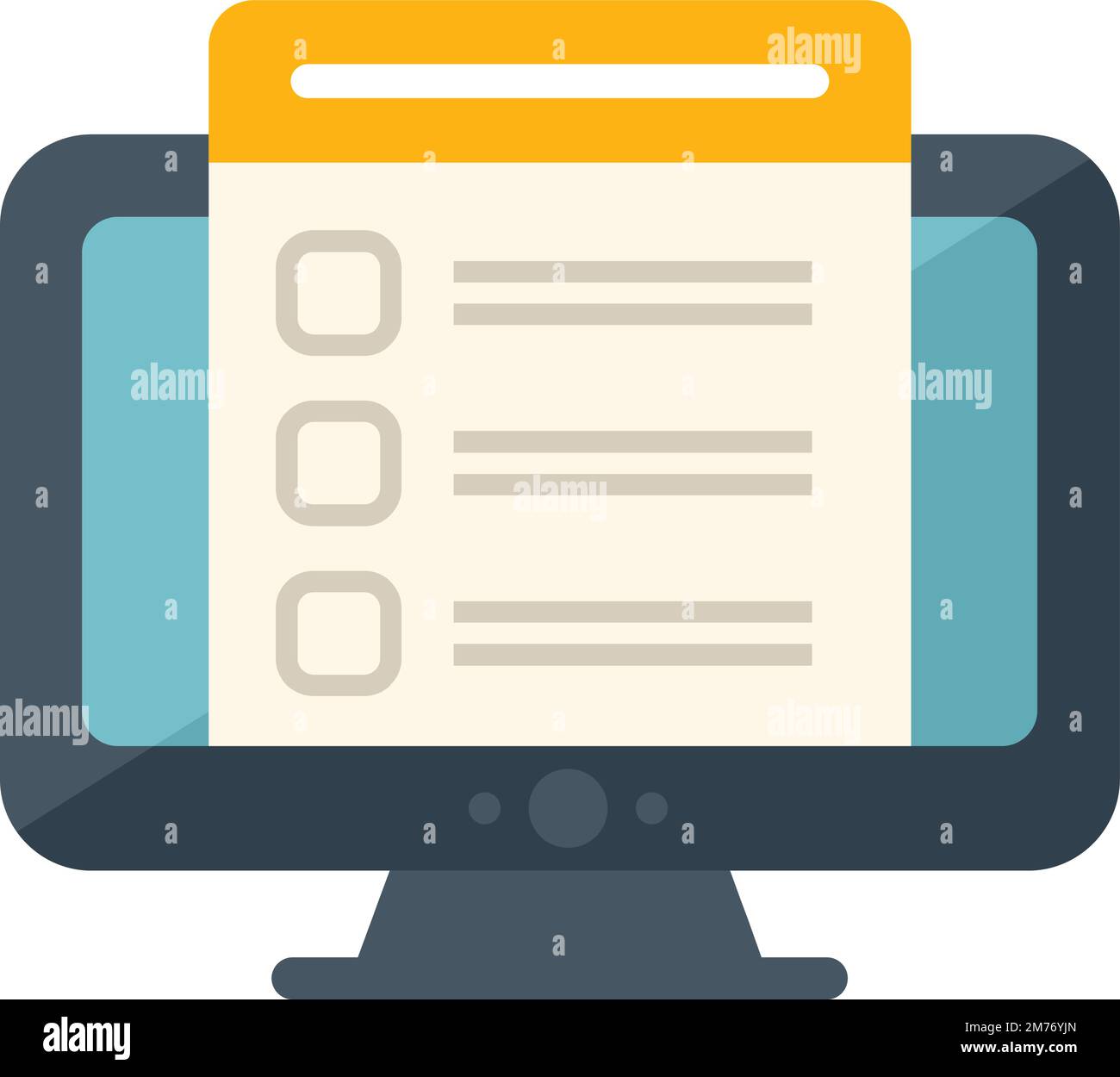 Test monitor icon flat vector. School exam. Paper form isolated Stock ...