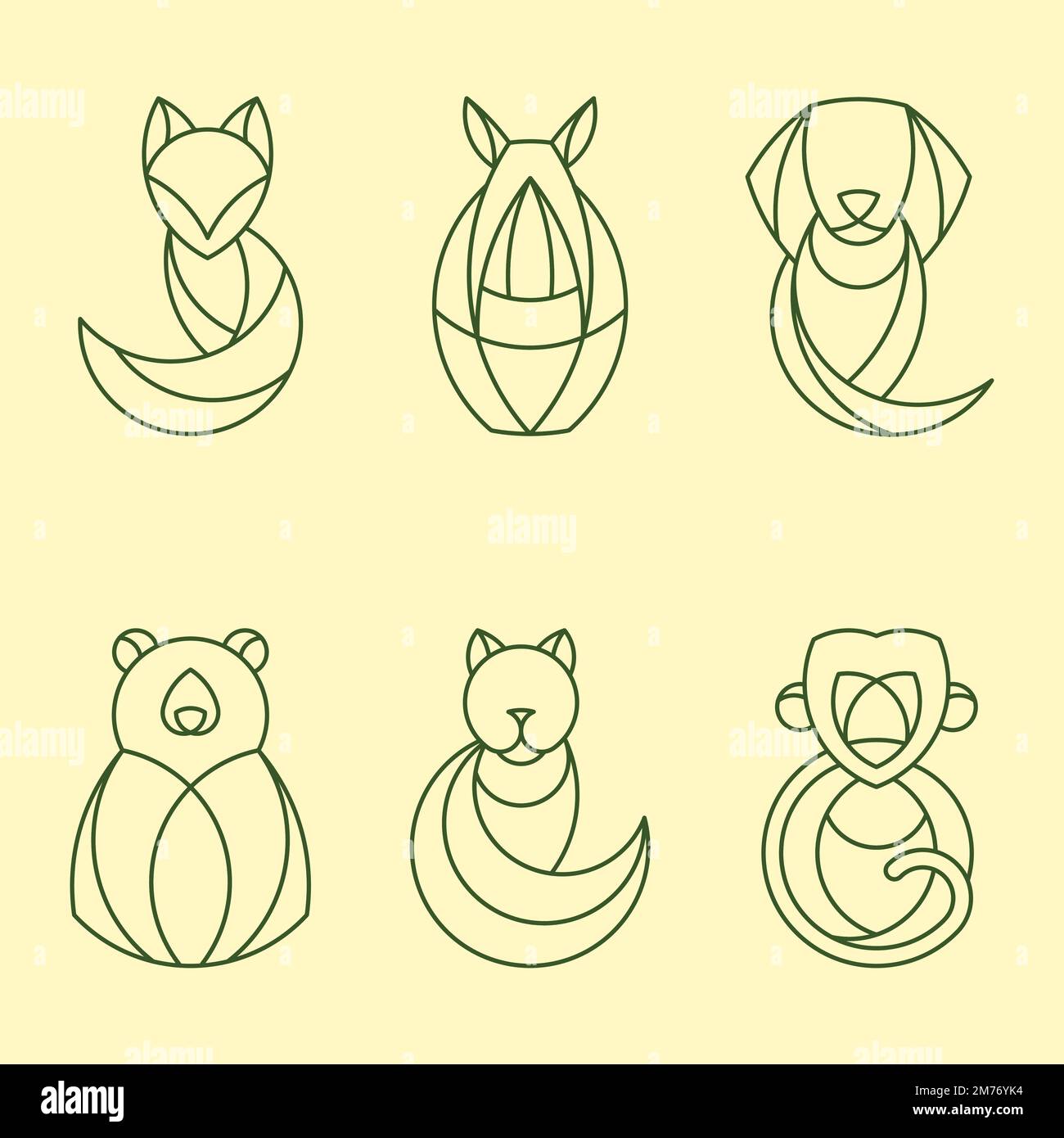 Set of linear geometrical animal vectors Stock Vector Image & Art - Alamy