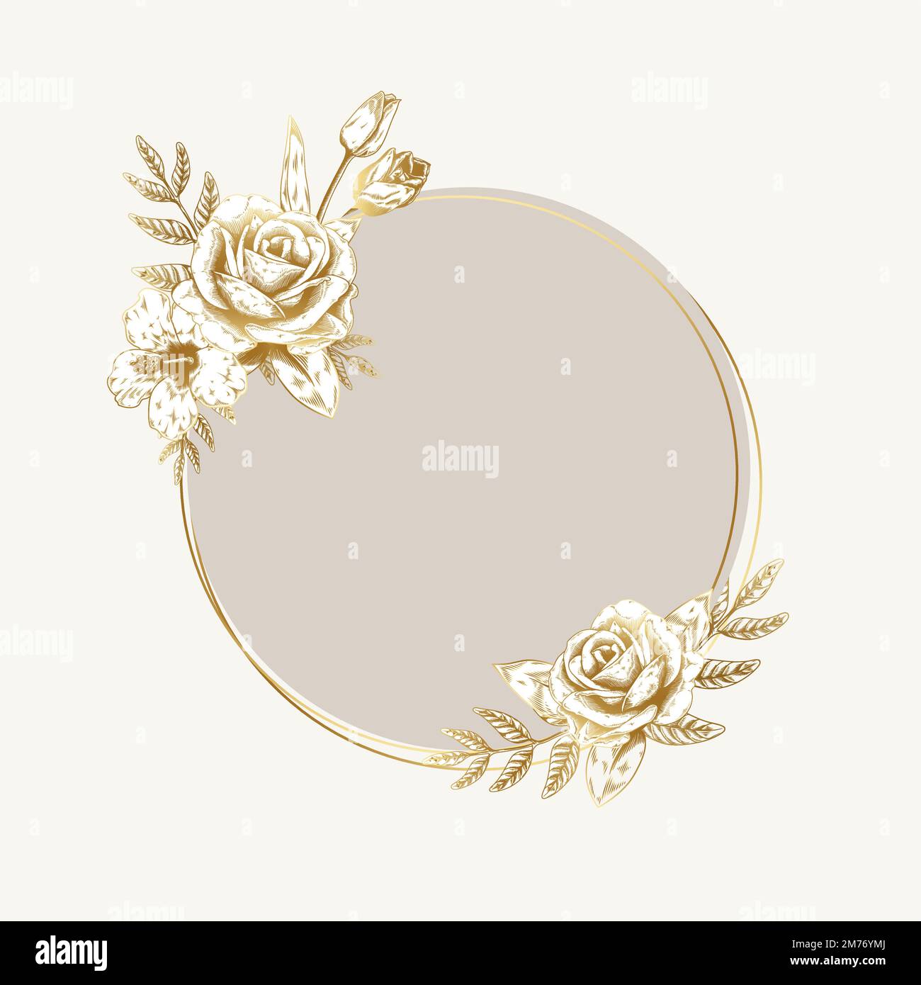 Hand drawn floral round badge vector Stock Vector Image & Art - Alamy