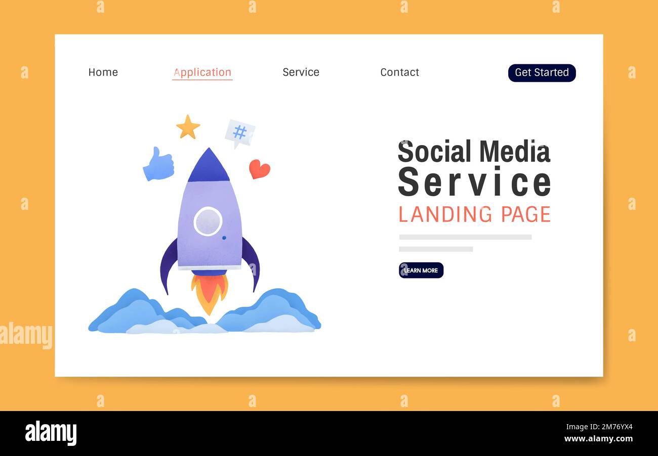 Social media service landing page layout vector Stock Vector Image ...