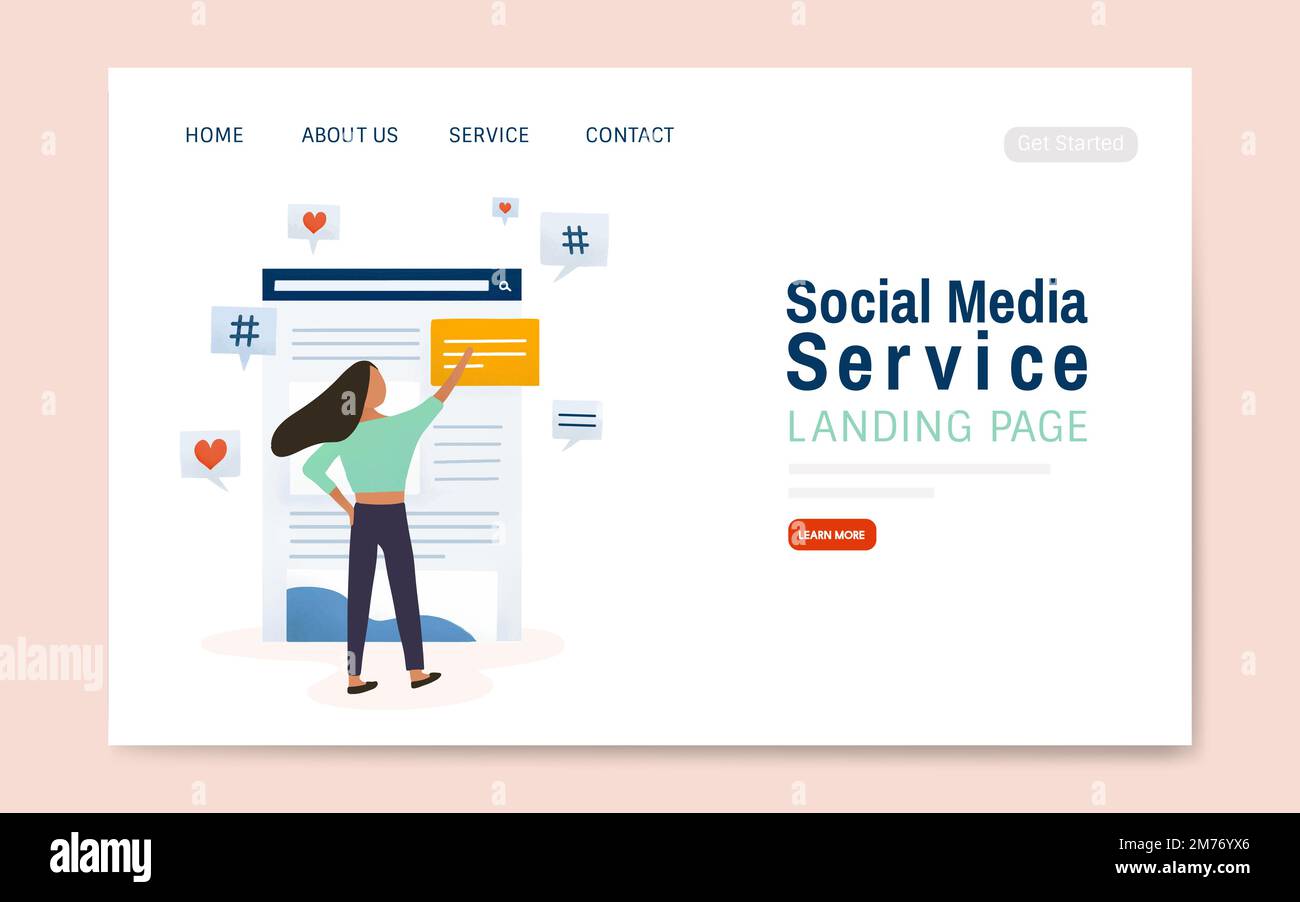 Social media service landing page layout vector Stock Vector Image ...