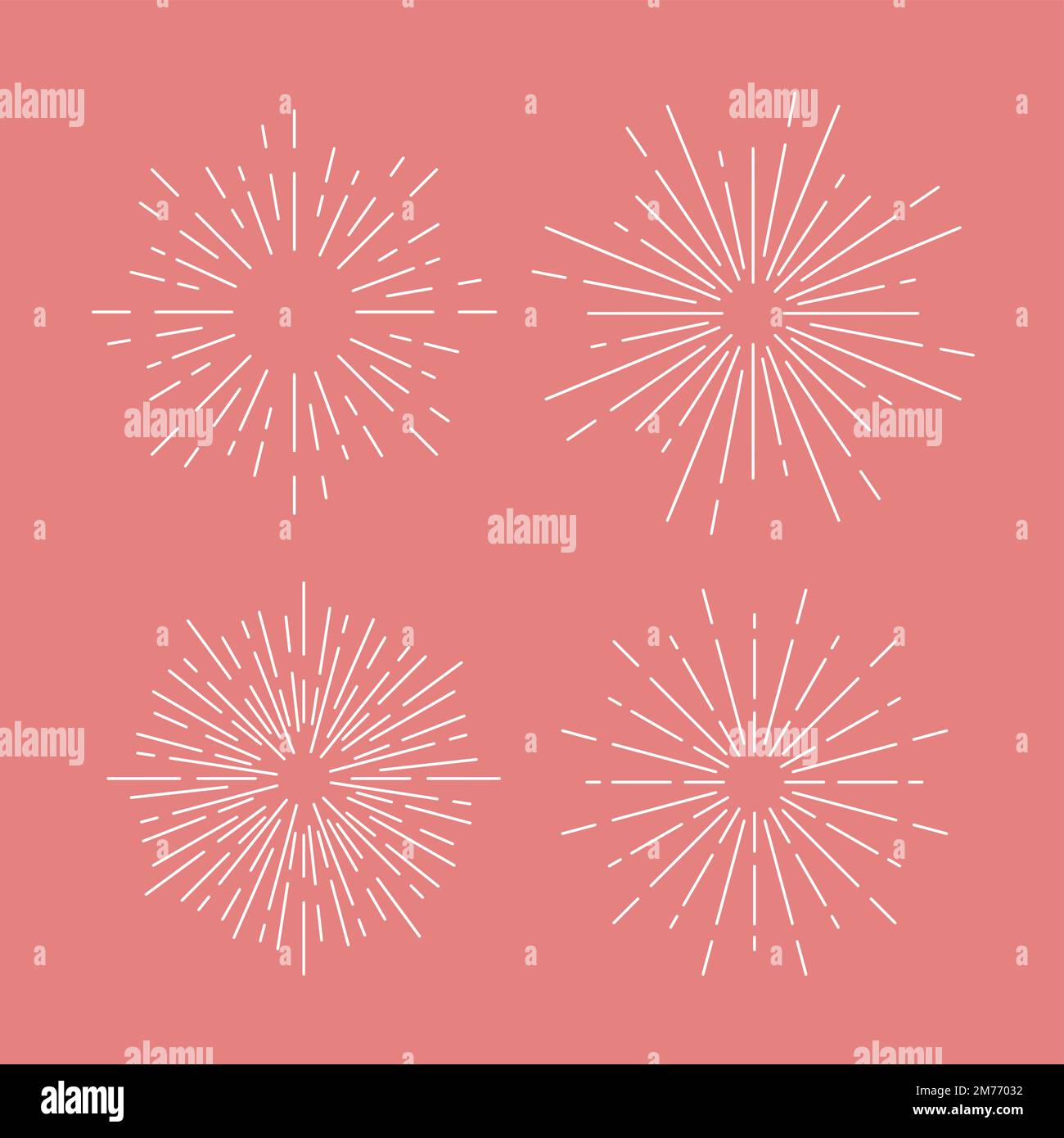 Sunburst Vector Set On Pink Stock Vector Image And Art Alamy