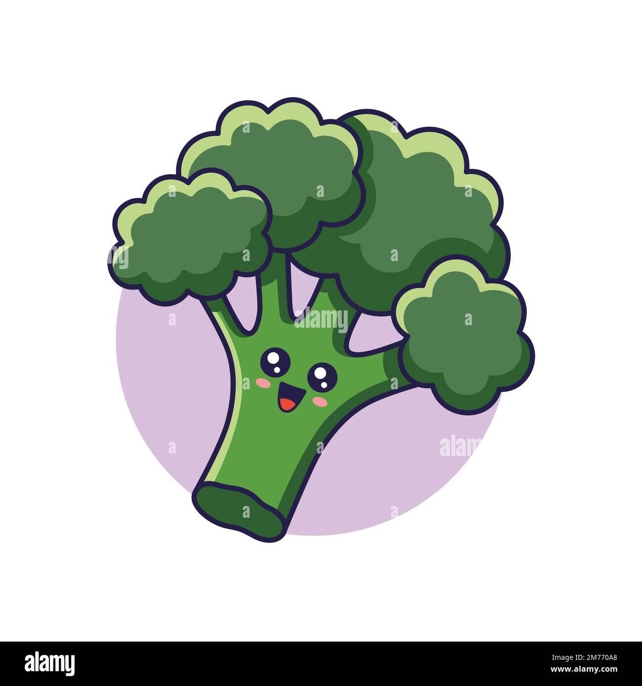 Cute Kawaii Broccoli cartoon icon illustration. Food vegitable flat ...