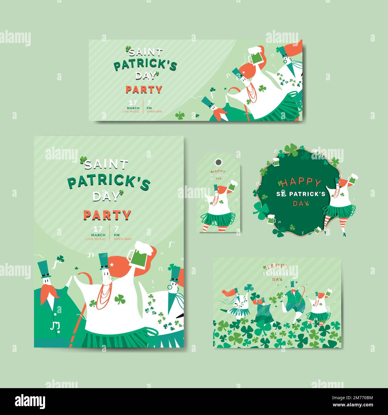 St. Patrick's Day celebration set layout vector Stock Vector Image ...