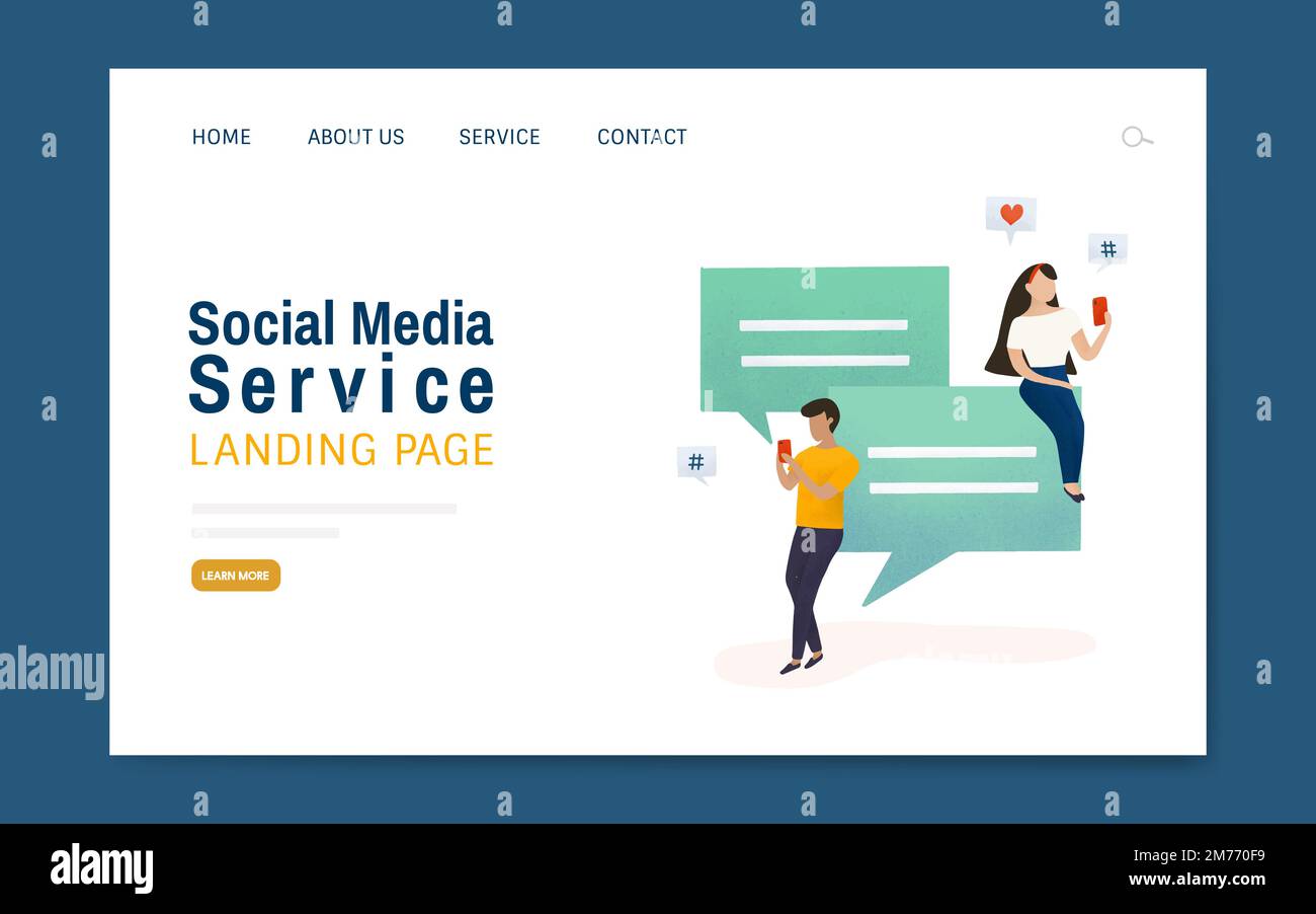 Social media service landing page layout vector Stock Vector Image ...