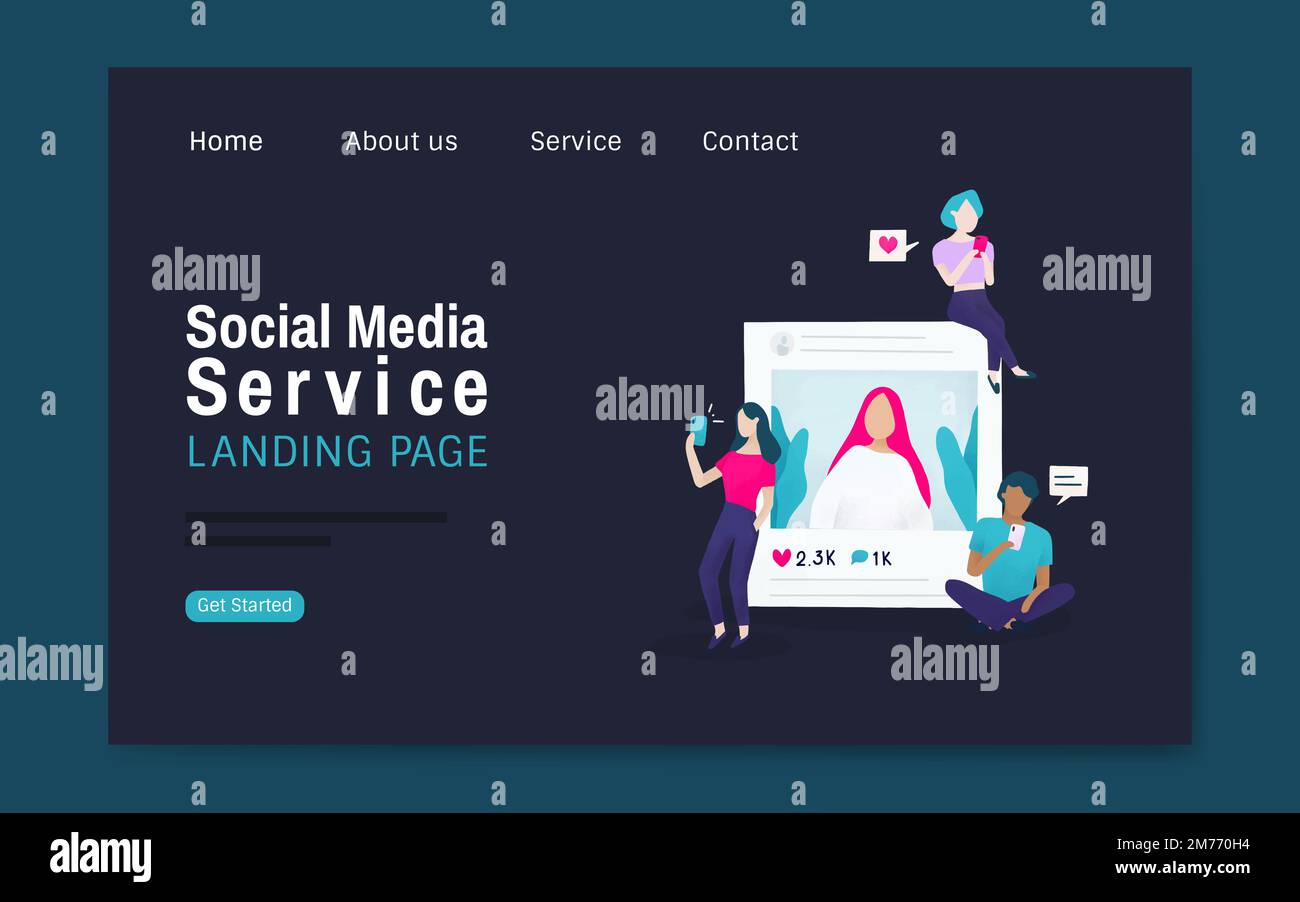 Social media service landing page layout vector Stock Vector Image ...