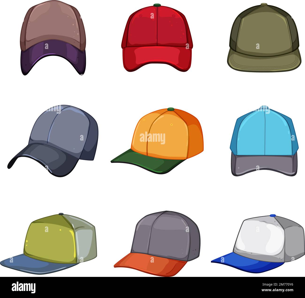 baseball cap set cartoon vector illustration Stock Vector Image & Art ...