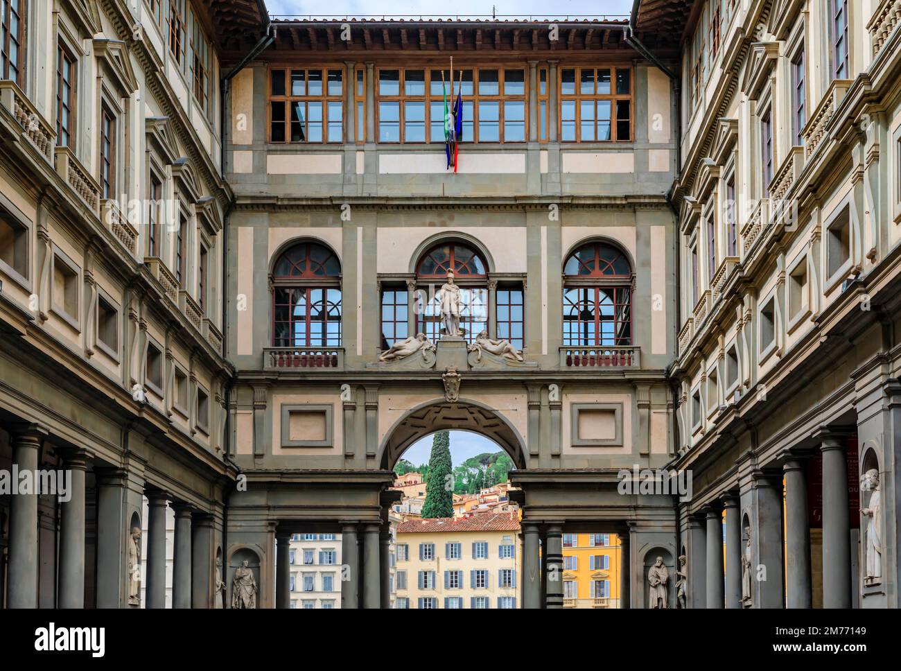 The Uffizi Gallery, famous art museum next to the Palazzo Vecchio on ...