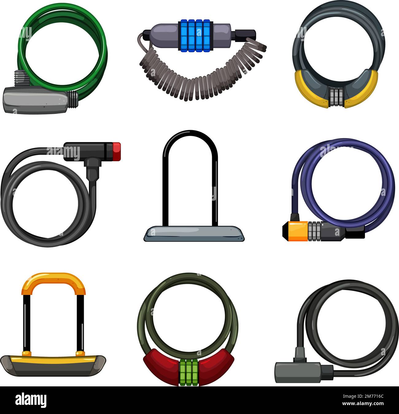 bicycle lock set cartoon vector illustration Stock Vector Image & Art ...