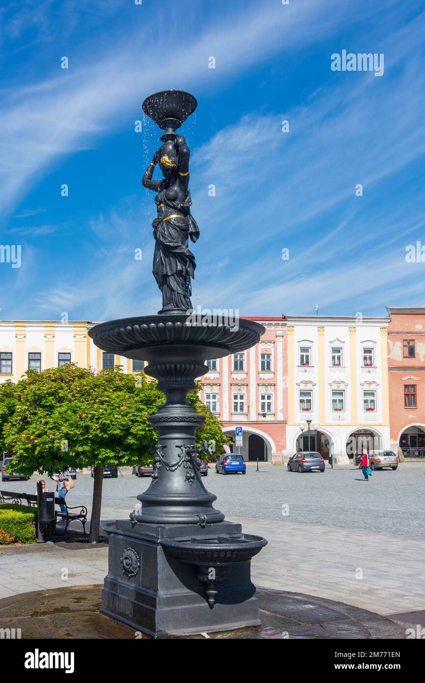 Pribor (Freiberg in Mähren) : Sigmund Freud Square, fountain in ...