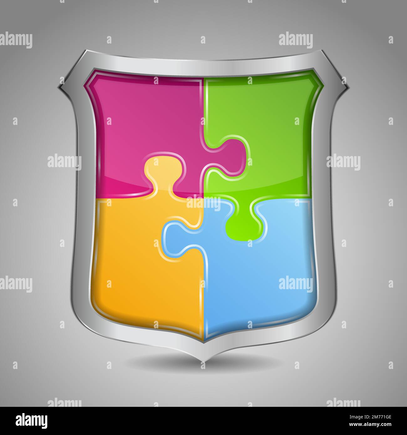 Shield With Puzzle Pieces Vector Eps10 Illustration Stock Vector Image And Art Alamy