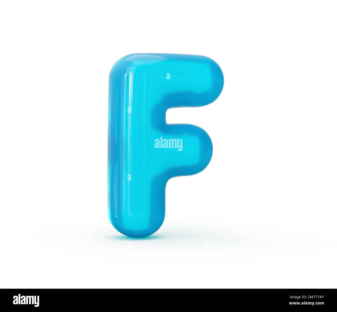 The 3d rendering of Blue jelly letter F isolated on white background ...