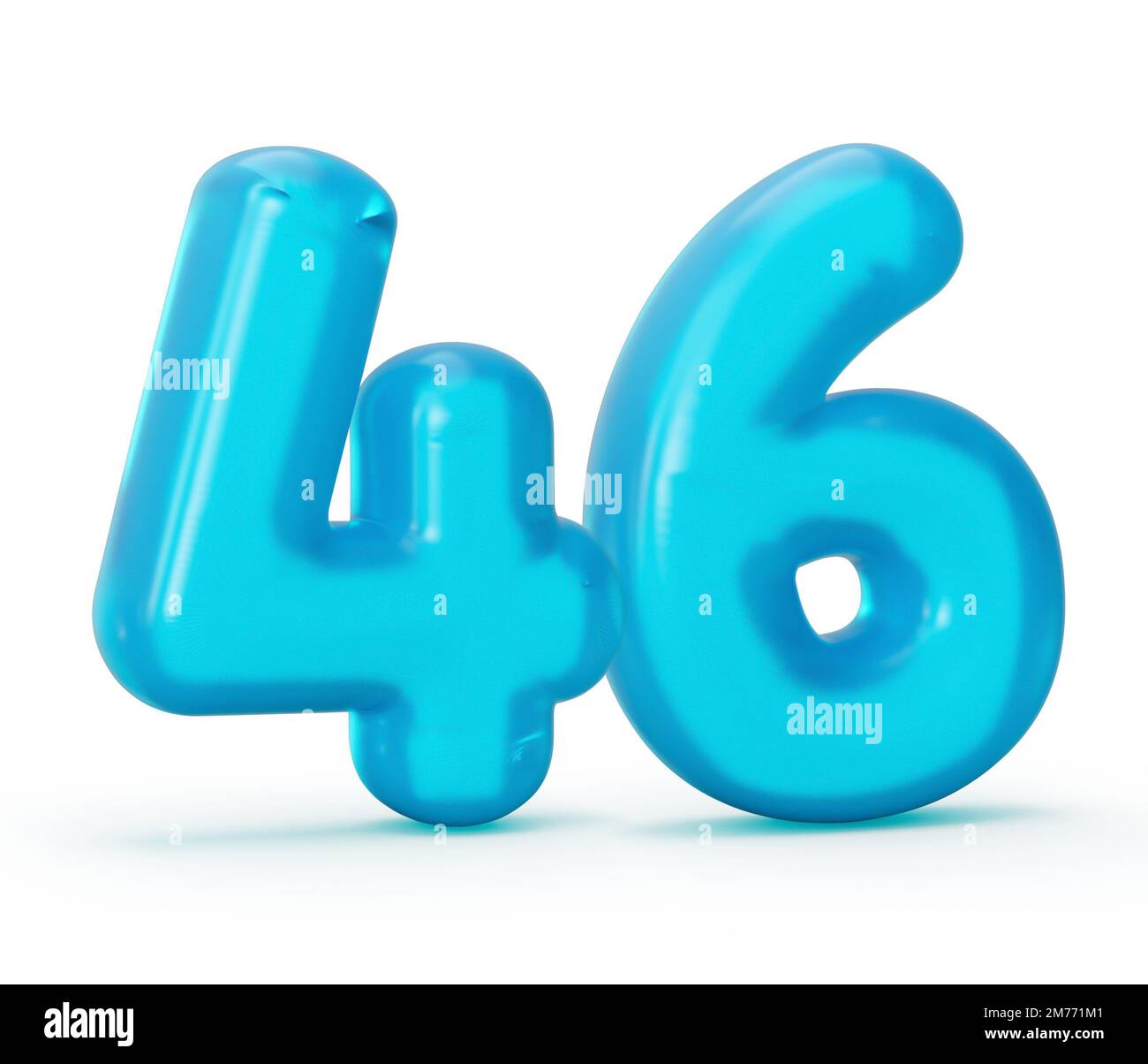 The 3d rendering of the Blue jelly digit 46 isolated on white ...