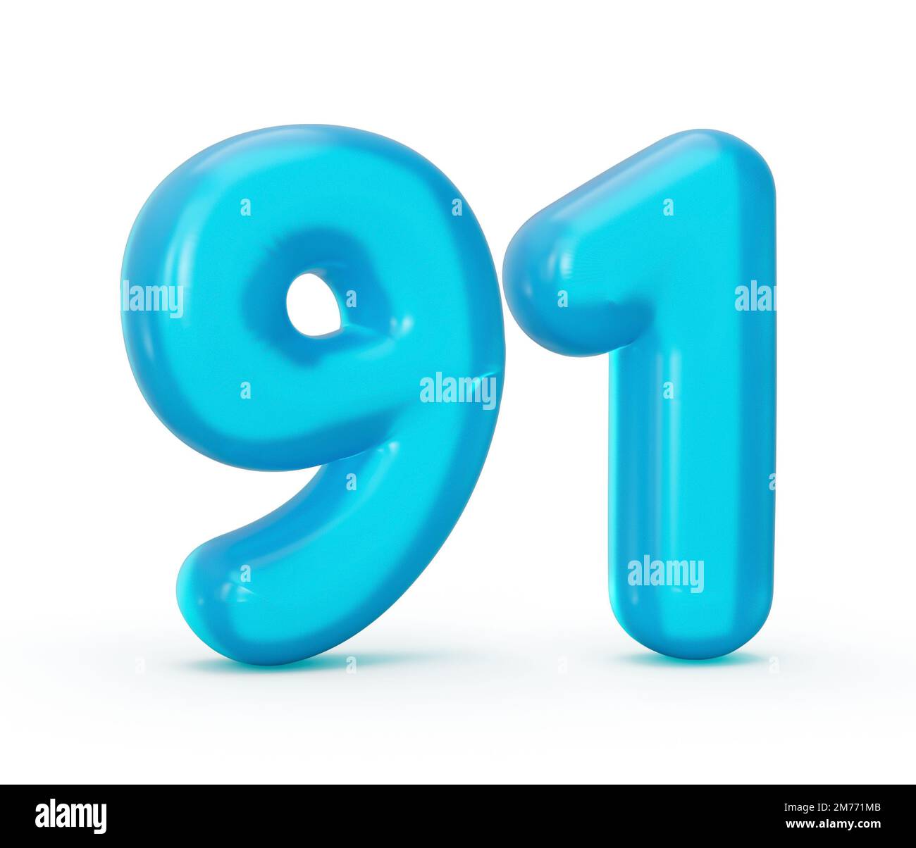 The 3d rendering of the Blue jelly digit 91 isolated on white ...