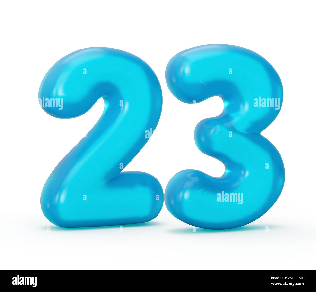The 3d rendering of the Blue jelly digit 23 isolated on white ...