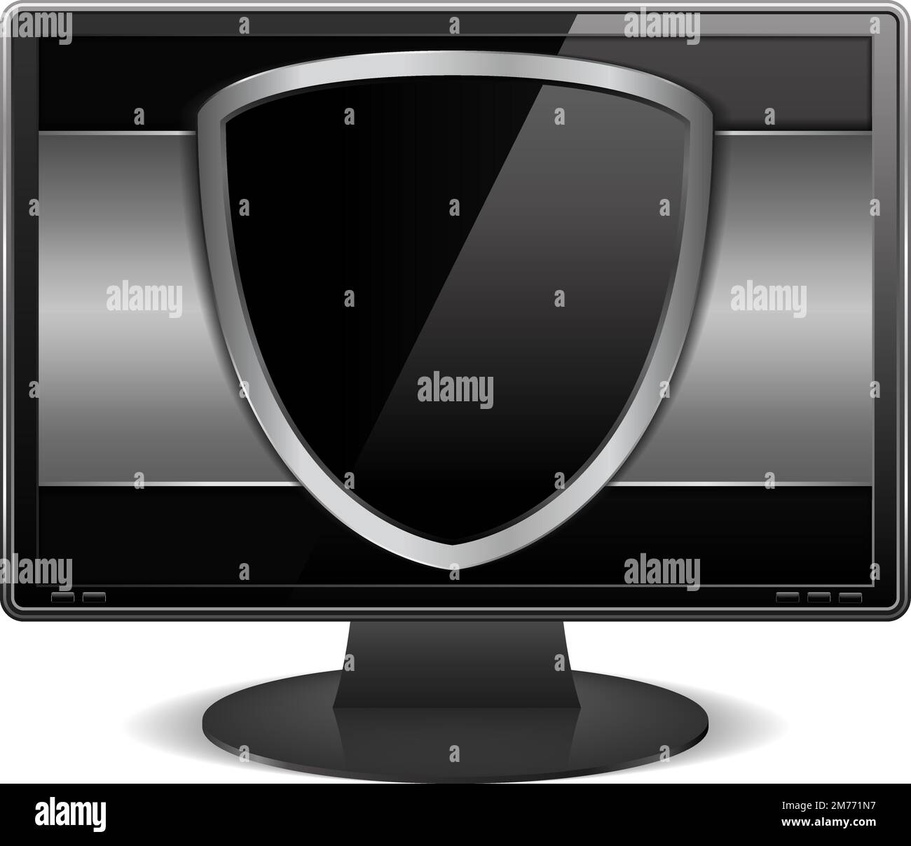 Computer monitor with black shield on the screen, vector eps10 ...