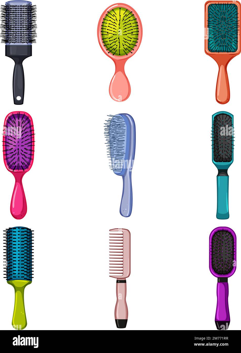hair brush set cartoon vector illustration Stock Vector Image & Art - Alamy
